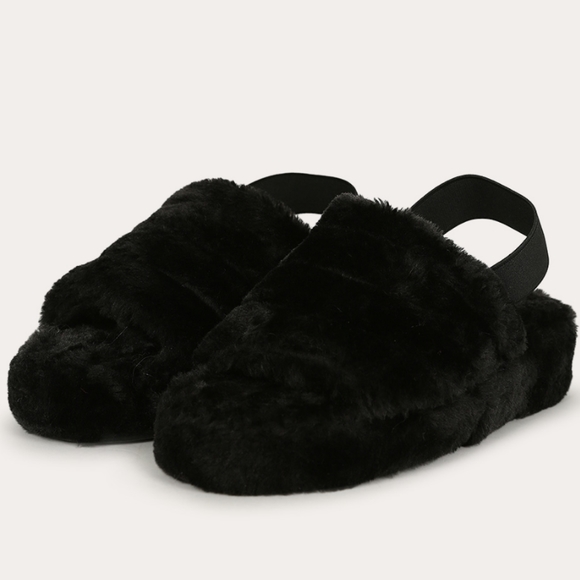 BAMBOO | Shoes | New Black Cozy Slide | Poshmark
